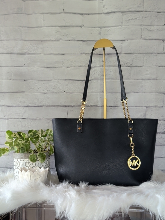 Michael Kors | Bags | Michael Kors Navy Saffiano Leather Tote With Gold ...